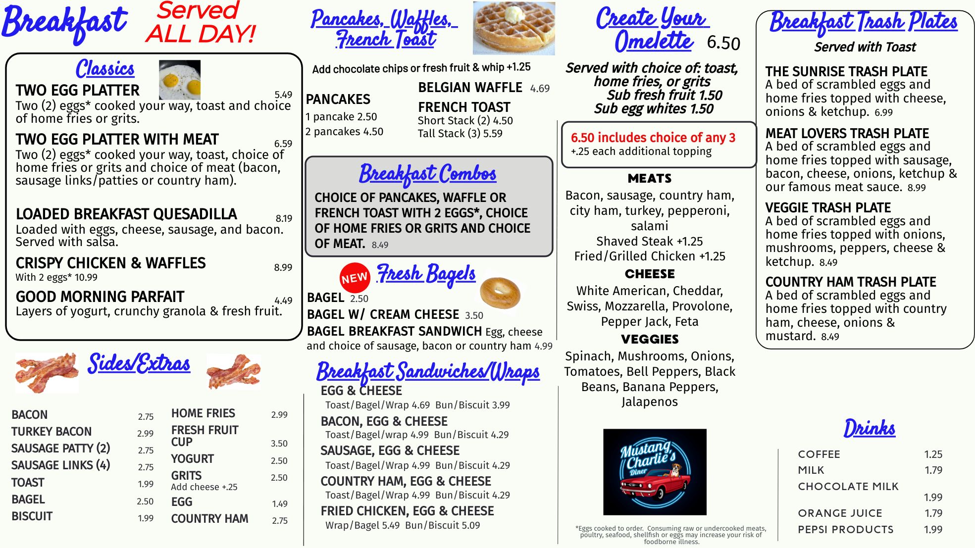 Musting Charlies Diner Menu - Mustang Charlie's Diner